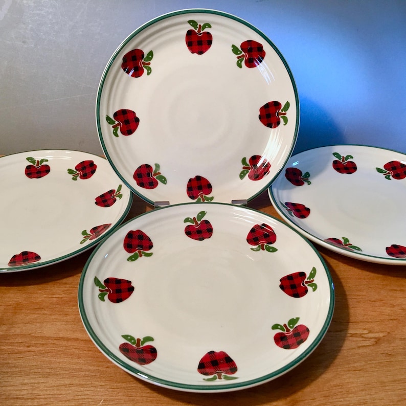 YOUR CHOICE! Sets of Vintage "applejack" Stoneware Salad Plates, Bowls ...
