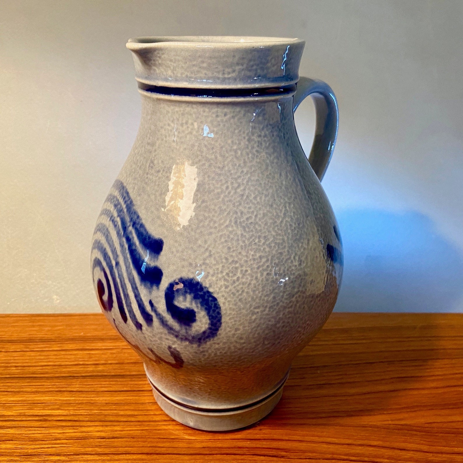 Vintage West German Marzi Remy Grey and Blue Stoneware Glazed - Etsy