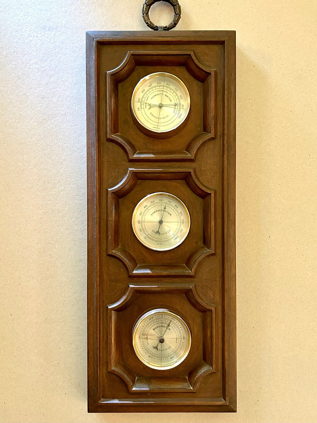 Vintage Weather Station on Faux Wood Resin Frame - Includes Thermometer ...