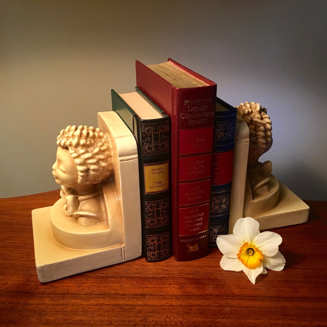 Set of Vintage Plaster Bookends With Asian Girl From the 40s or 50s - Etsy
