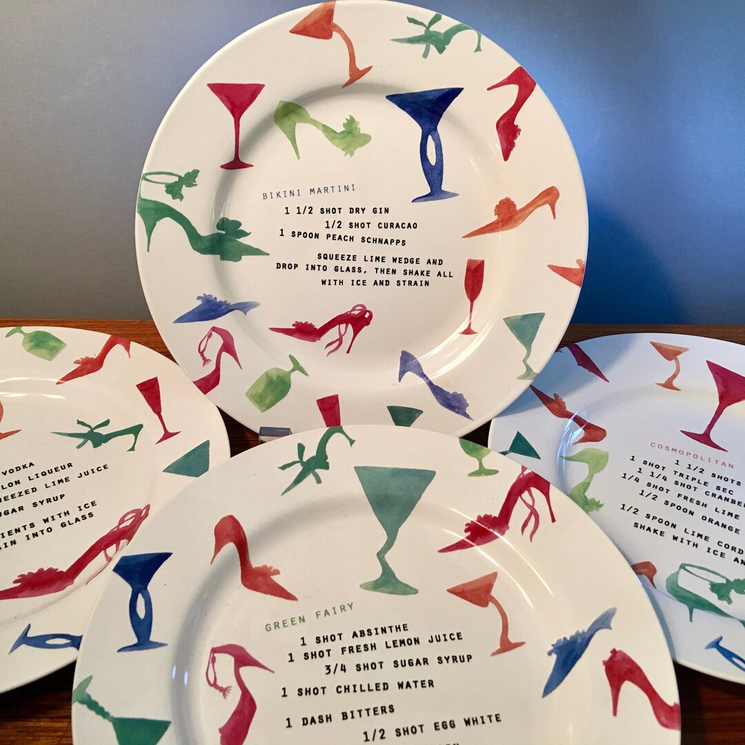 Set of Four Rosanna Happy Hour Cocktail Plates With Various Martini ...
