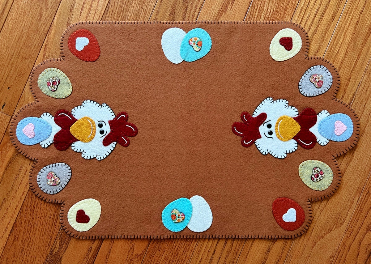 Wool Felt Chicken Rooster and Egg Table Mat Large - Etsy