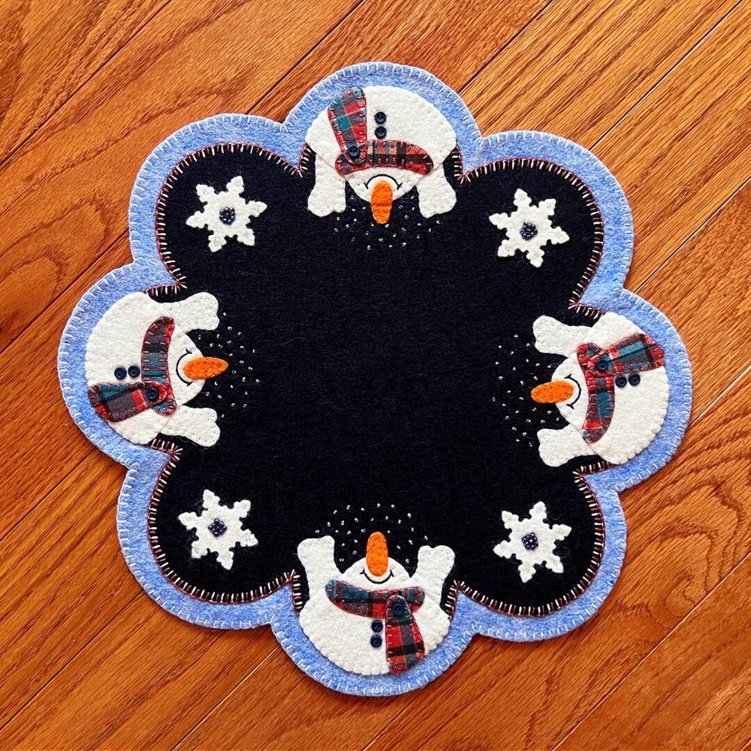 Wool Felt Table Mat Let It Snow Sapphire Blue - Etsy
