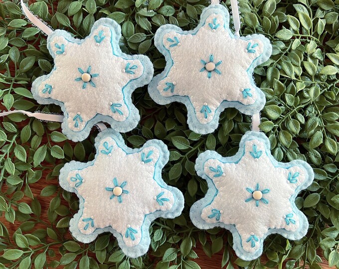 Wool Felt Embroidered Snowflake Sugar Cookie Ornament - Etsy
