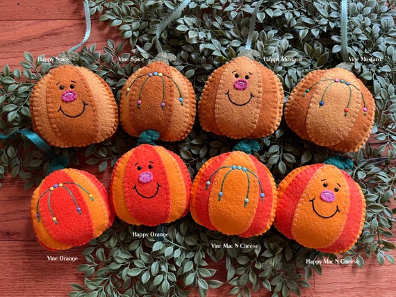Wool Felt Pumpkin Ornament Color Choice - Etsy