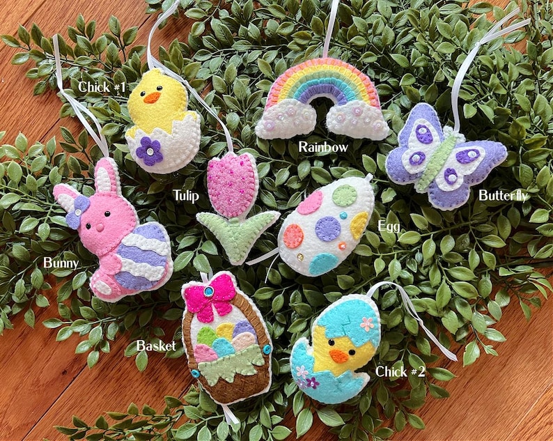 Wool Felt Easter Spring Ornaments Character Choice - Etsy