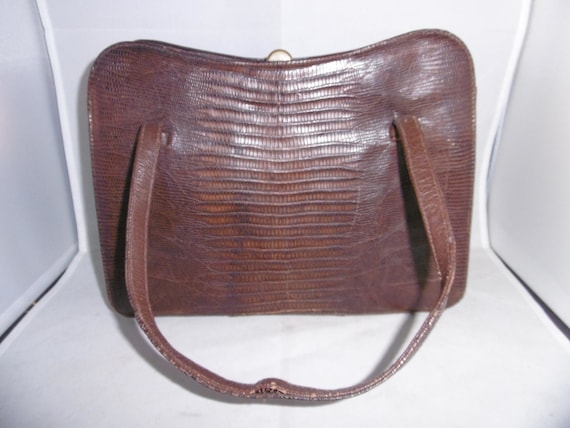 Vintage French genuine lizard skin handbag. Lovely cl… - Gem