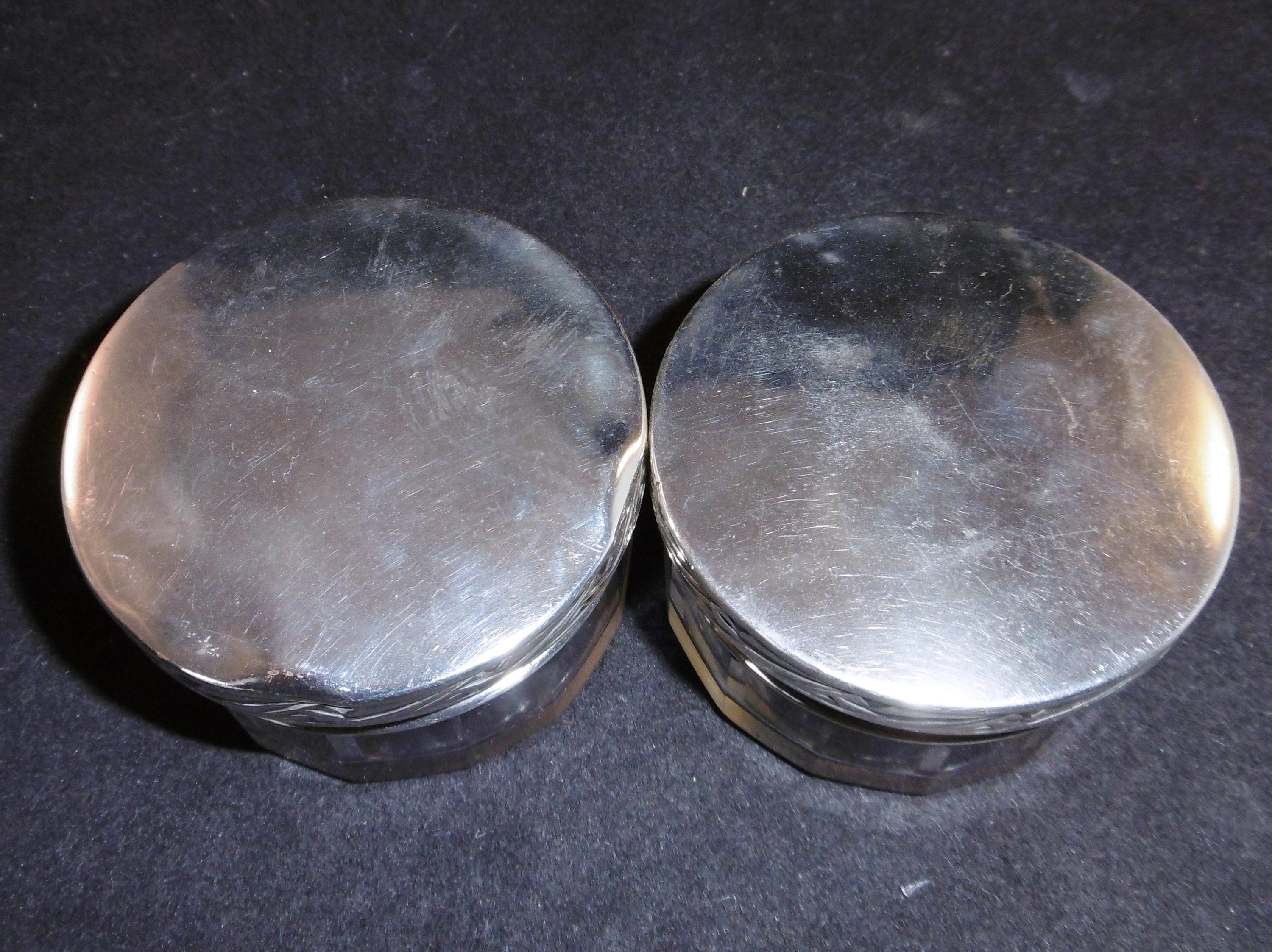 Pair of Antique French Glass Powder Jars With White Metal - Etsy
