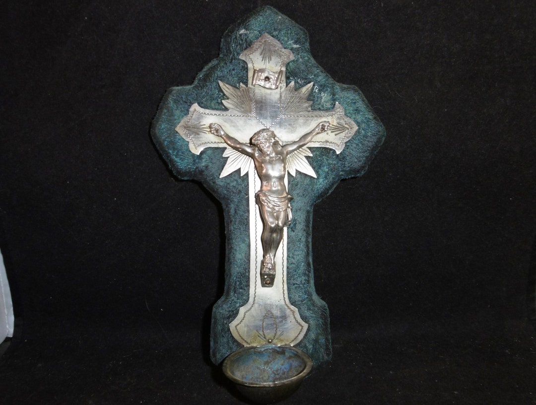 Antique French Crucifix Benetier Holy Water Font in - Etsy