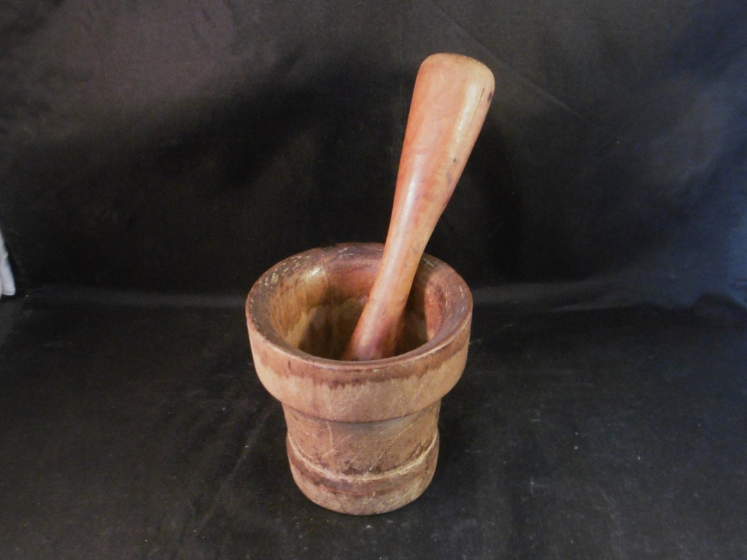 Antique French Pestle and Mortar, Hand Carved Wood, Beautiful Patina ...