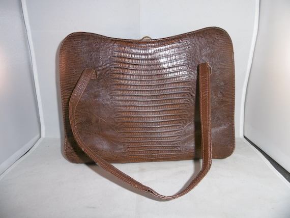 Vintage French genuine lizard skin handbag. Lovely cl… - Gem