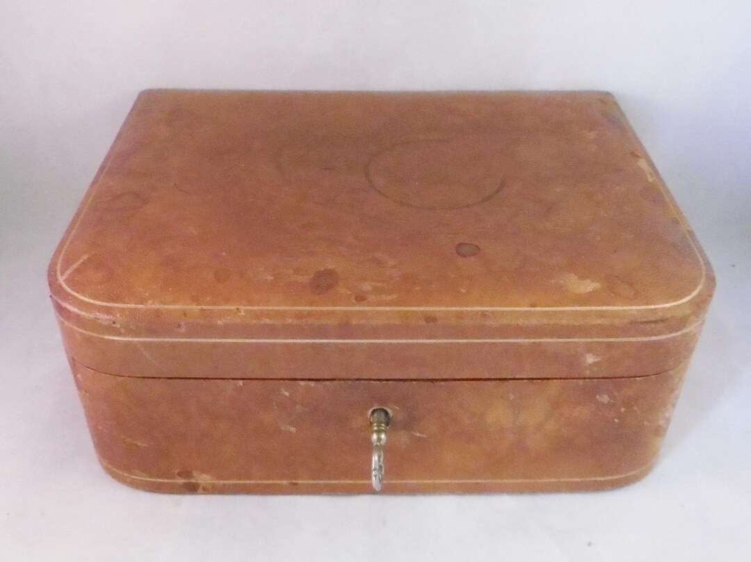 Vintage Italian Leather Jewellery Lock Box. Complete With Original Key ...
