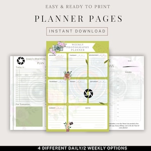 Photography Planner Printable Photoshoot Planner Weekly, Daily Planner ...