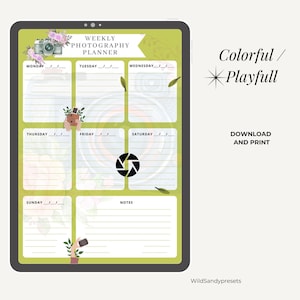 Photography Planner Printable Photoshoot Planner Weekly, Daily Planner ...