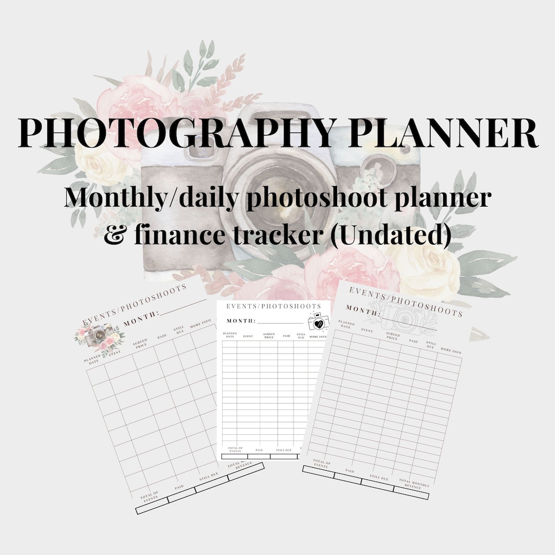 Printable Photography Planner Undated Daily Planner Monthly Planner for ...