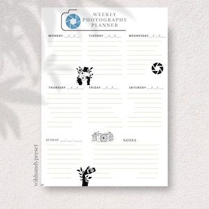 Photography Planner Printable Photoshoot Planner Weekly, Daily Planner ...