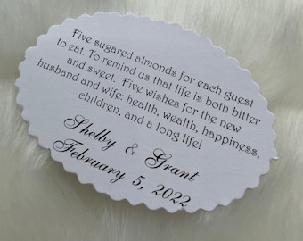 Italian Wedding Favor Tags Jordan Almonds Wedding Poem Five | Etsy