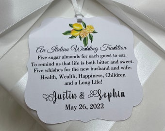 Italian Wedding Favor Tags Jordan Almonds Wedding Poem Five | Etsy