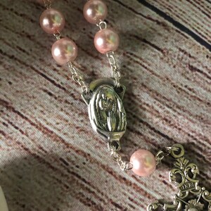 Made in Italy 7 INCHES Mini Pearls Rosary PINK First Holy Communion ...
