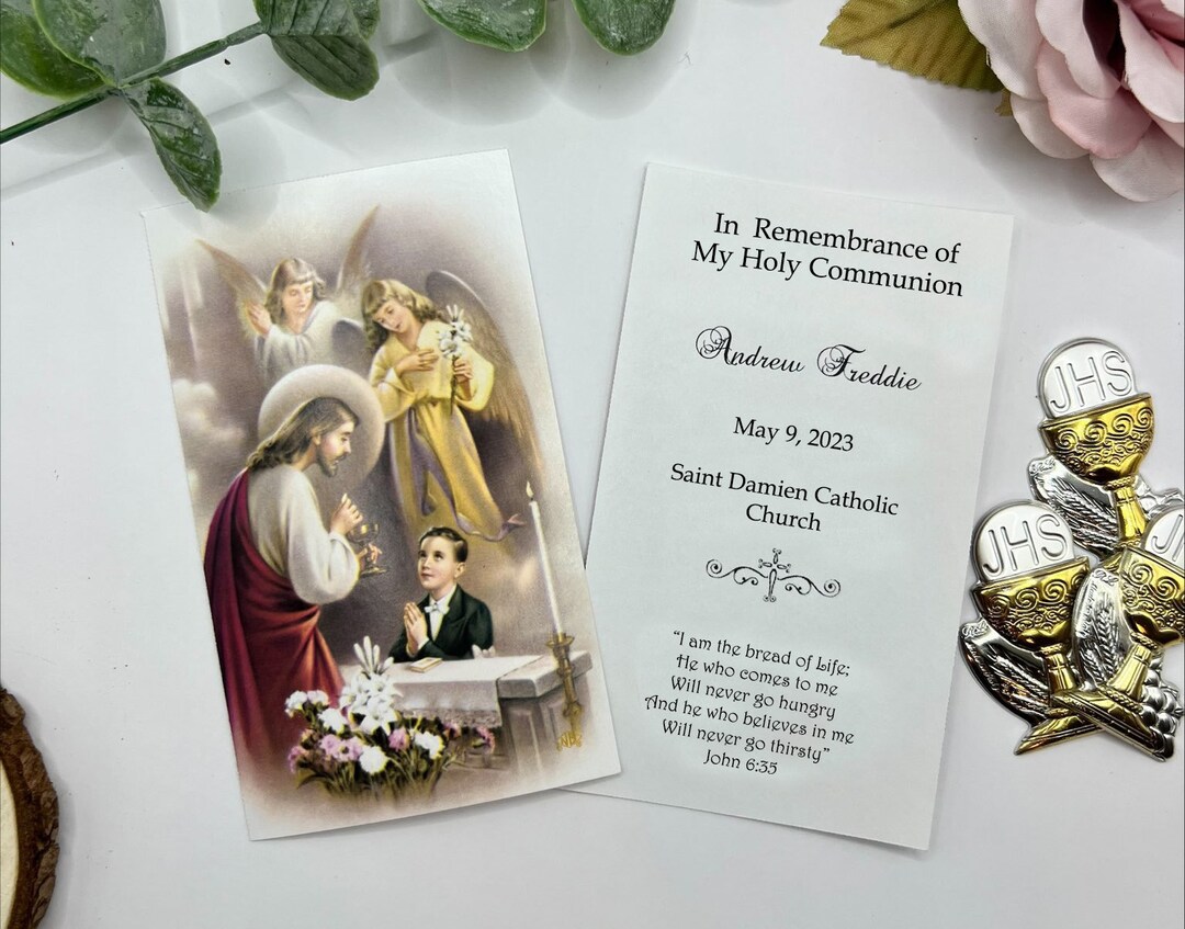 Personalized Italian First Holy Communion Remembrance Cards Communion ...
