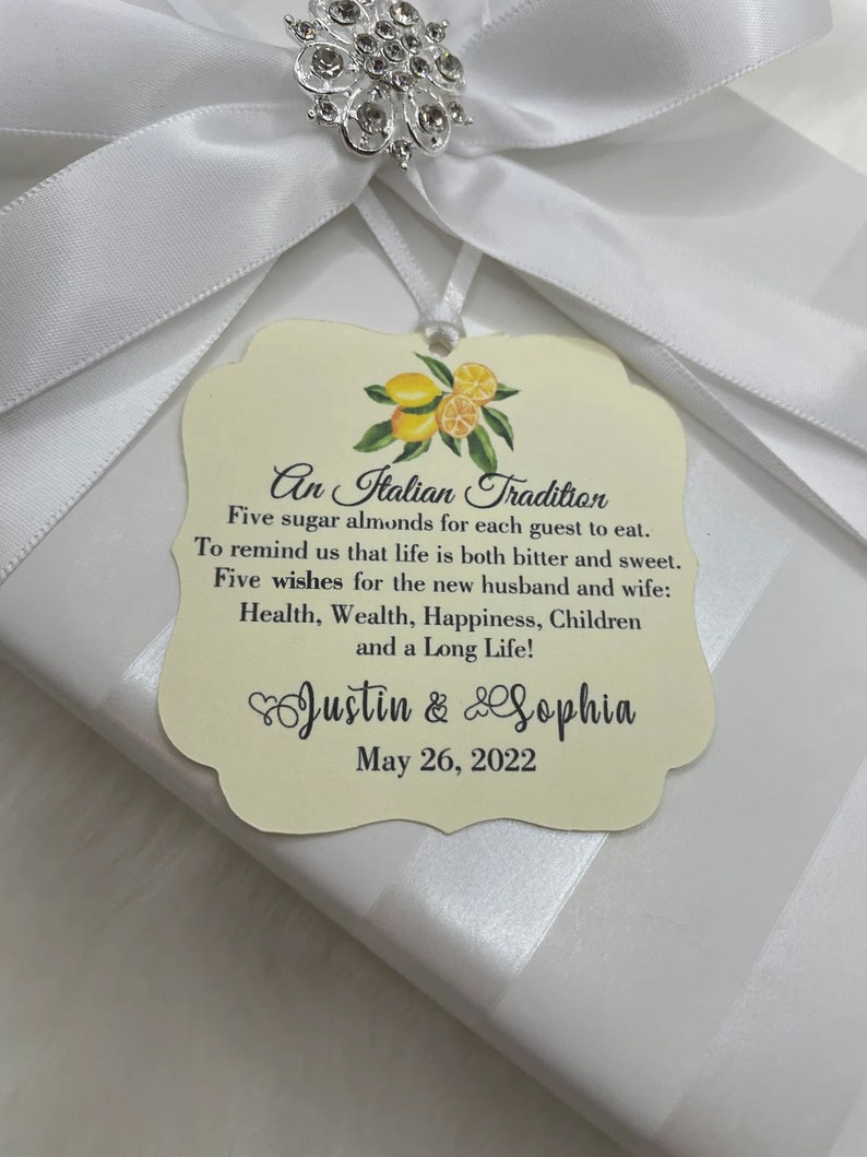 An Italian Tradition Wedding Favor Tags, Jordan Almonds Wedding Poem ...