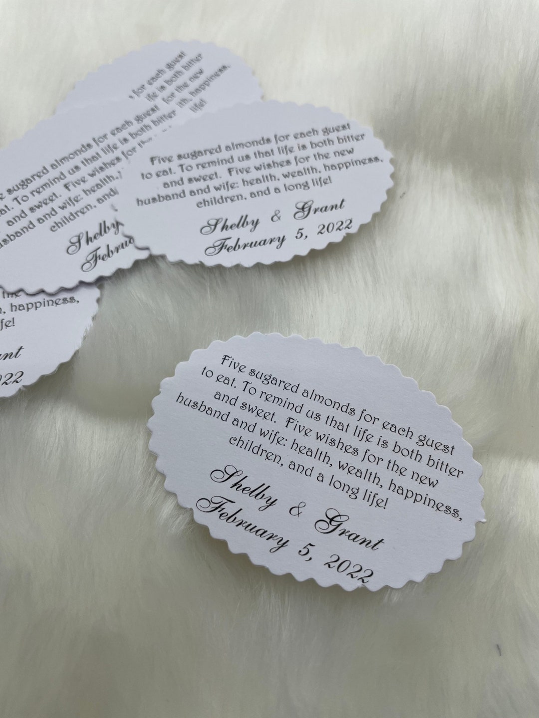 Italian Wedding Favor Tags, Jordan Almonds Wedding Poem, Five Wishes ...