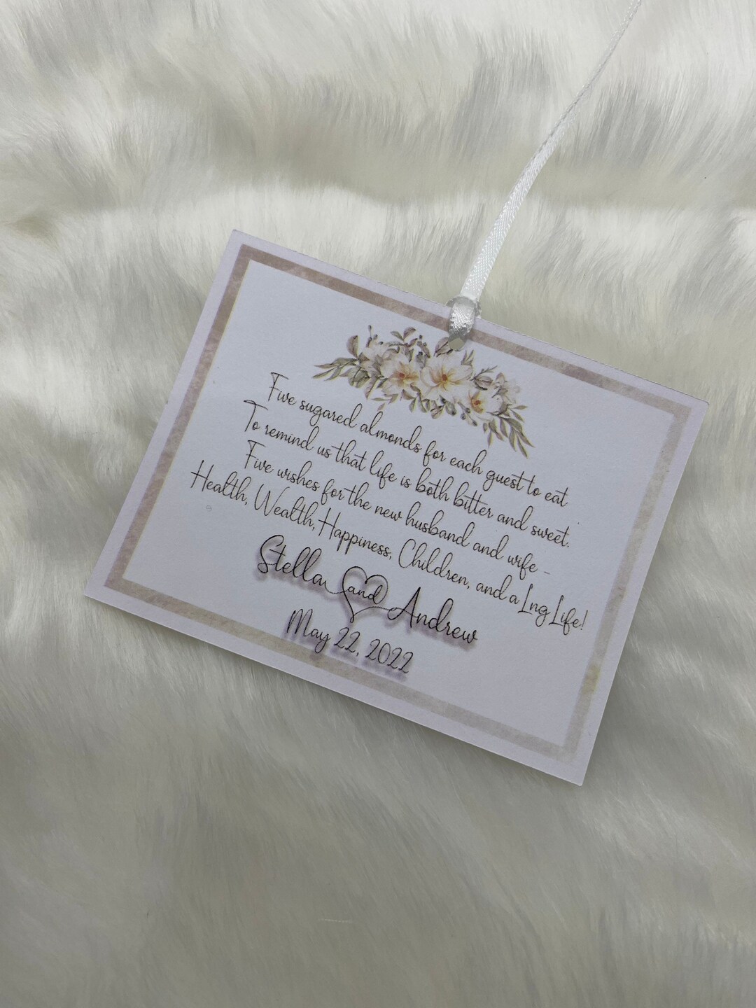 Italian Wedding Favor Tags, Jordan Almonds Wedding Poem, Five Wishes ...
