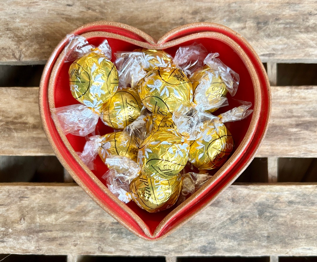 Stoneware Pottery Heart Bowl - Red Heart Candy Dish - Handmade Ceramic ...
