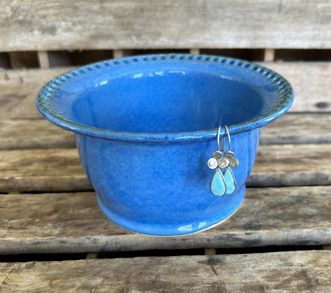 Pottery Earring Bowl Blue Ceramic Jewelry Holder Earring Holder - Etsy