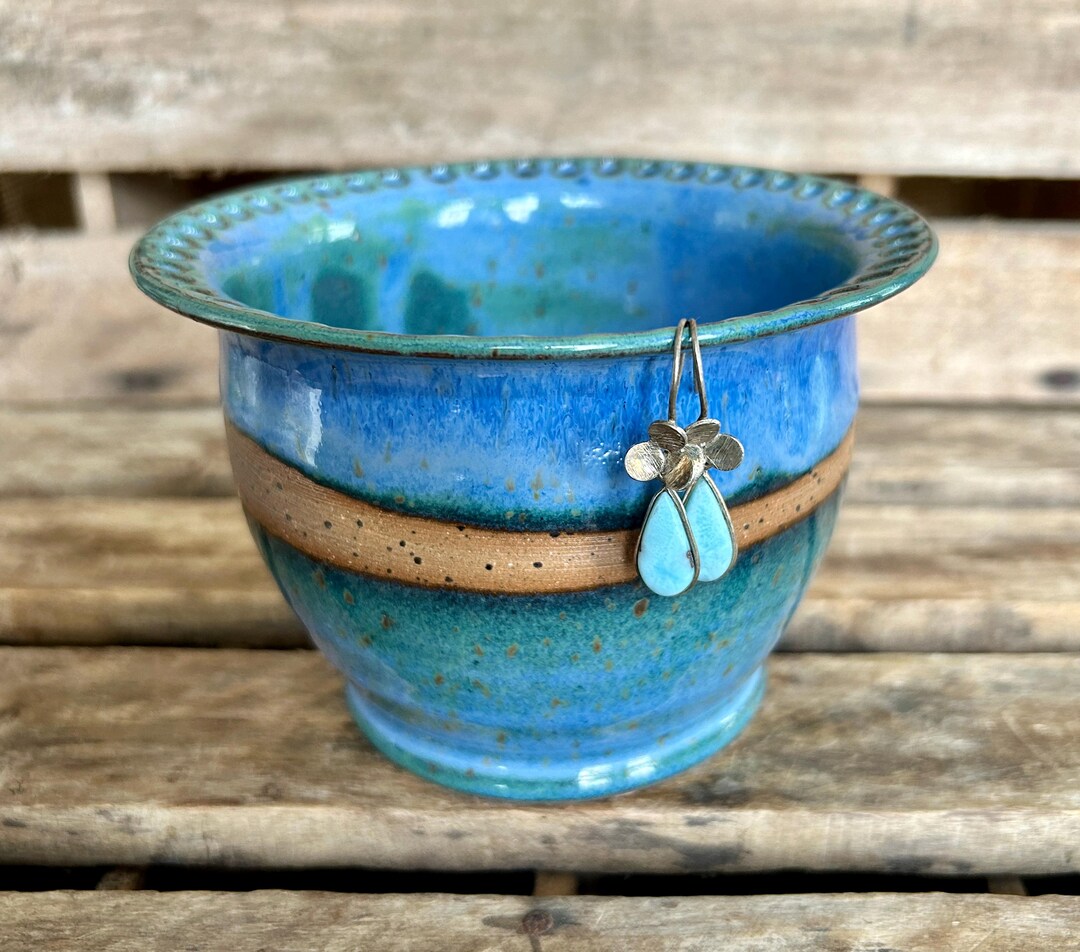 Pottery Earring Bowl Blue Ceramic Jewelry Holder Earring Holder - Etsy