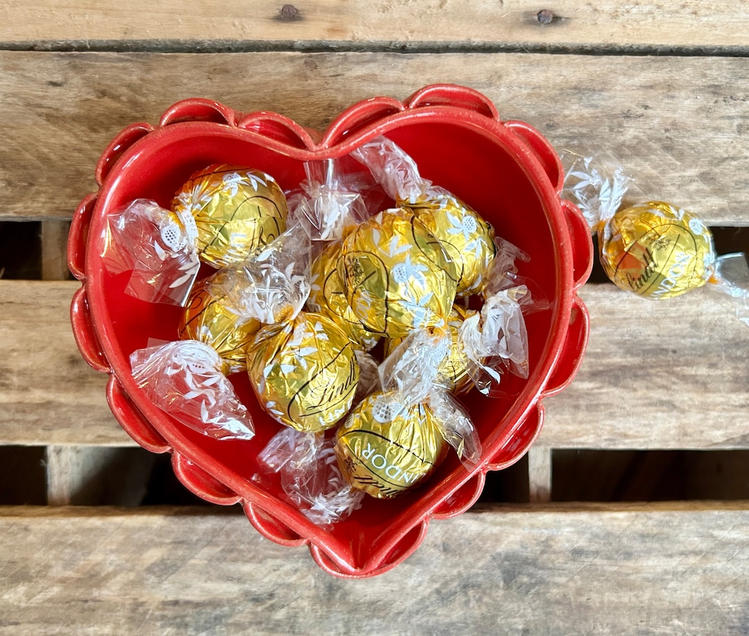 Stoneware Pottery Heart Bowl Red Heart Candy Dish Handmade Ceramic ...