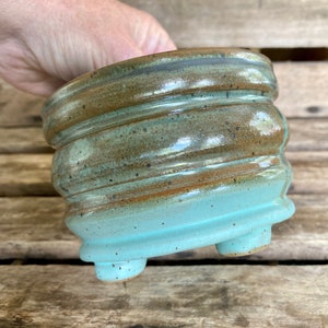 Stoneware Succulent Pot - Handmade Wheel Thrown Planter With Drain Hole ...