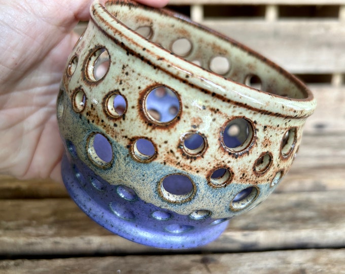 Stoneware Luminary Pottery Candle Holder Ceramic Luminary Small Orchid ...