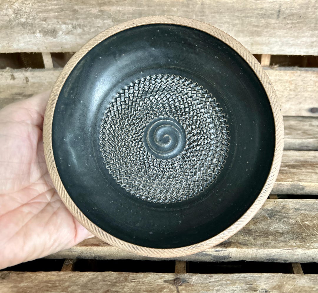 Pottery Garlic Grating Bowl Matte Black Garlic Grater Ginger Zester - Etsy