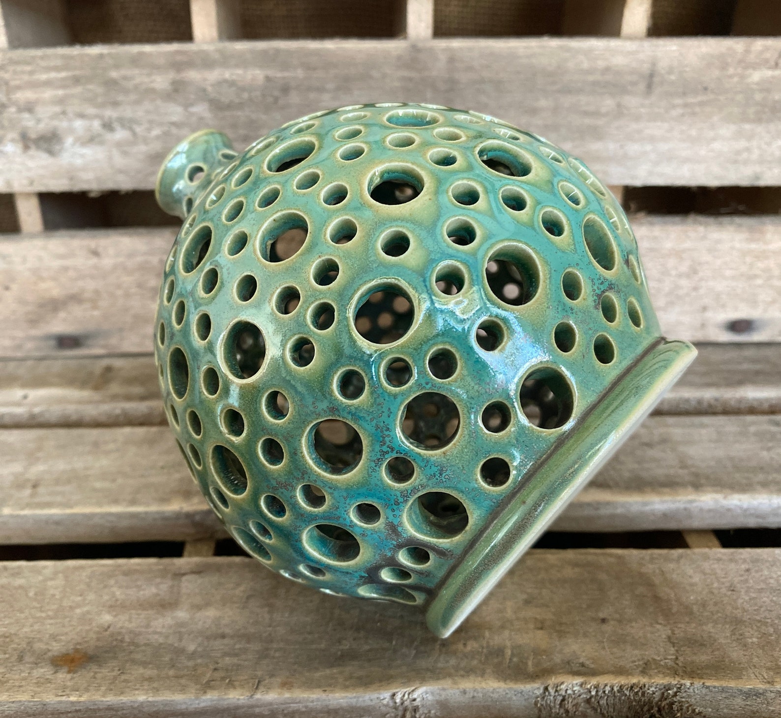 Green Porcelain Luminary Bottle Pottery Luminary Lantern - Etsy