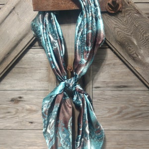 Wild Rag Turquoise and Brown Paisley Cowboy Western Neck Scarf - Etsy ...