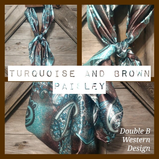 Wild Rag Turquoise and Brown Paisley Cowboy Western Neck Scarf - Etsy ...