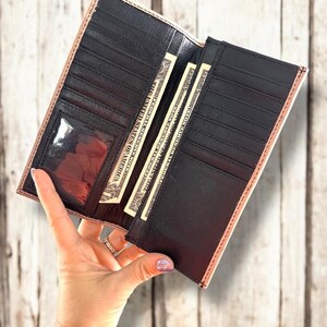 Western Cowboy Checkbook Wallet Tooled Leather by Double B Wild Rags - Etsy