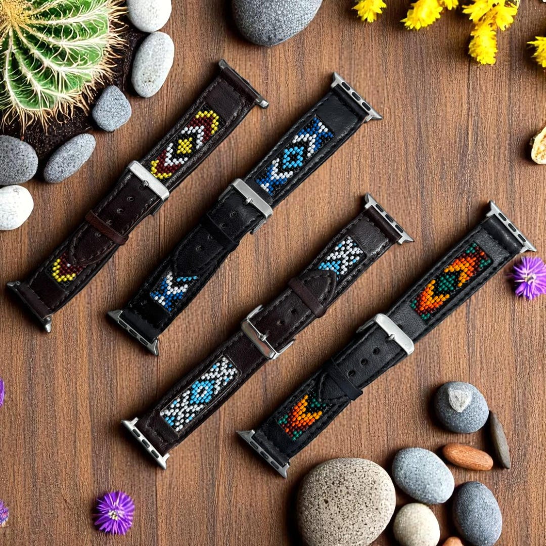Western Native Seed Bead Leather Apple Watch Band by Double B Wild Rags ...