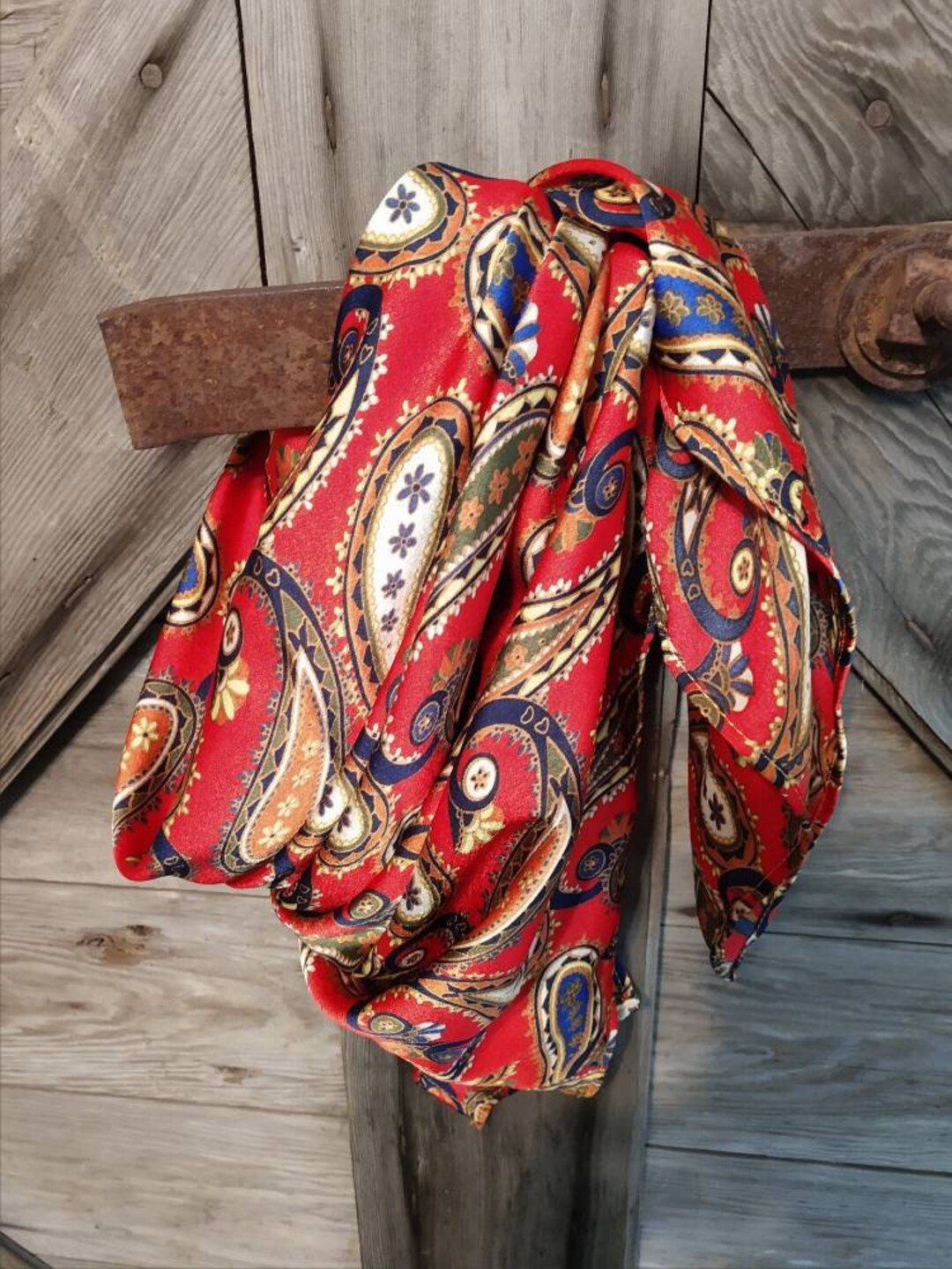 Wild Rag Red Tan Navy Blue Cowboy Western Neck Scarf Bandanna by Double ...