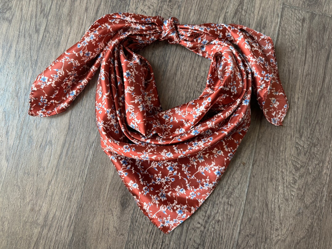 Wild Rag Maroon With Blue and Ivory Floral Cowboy Western Neck Scarf ...