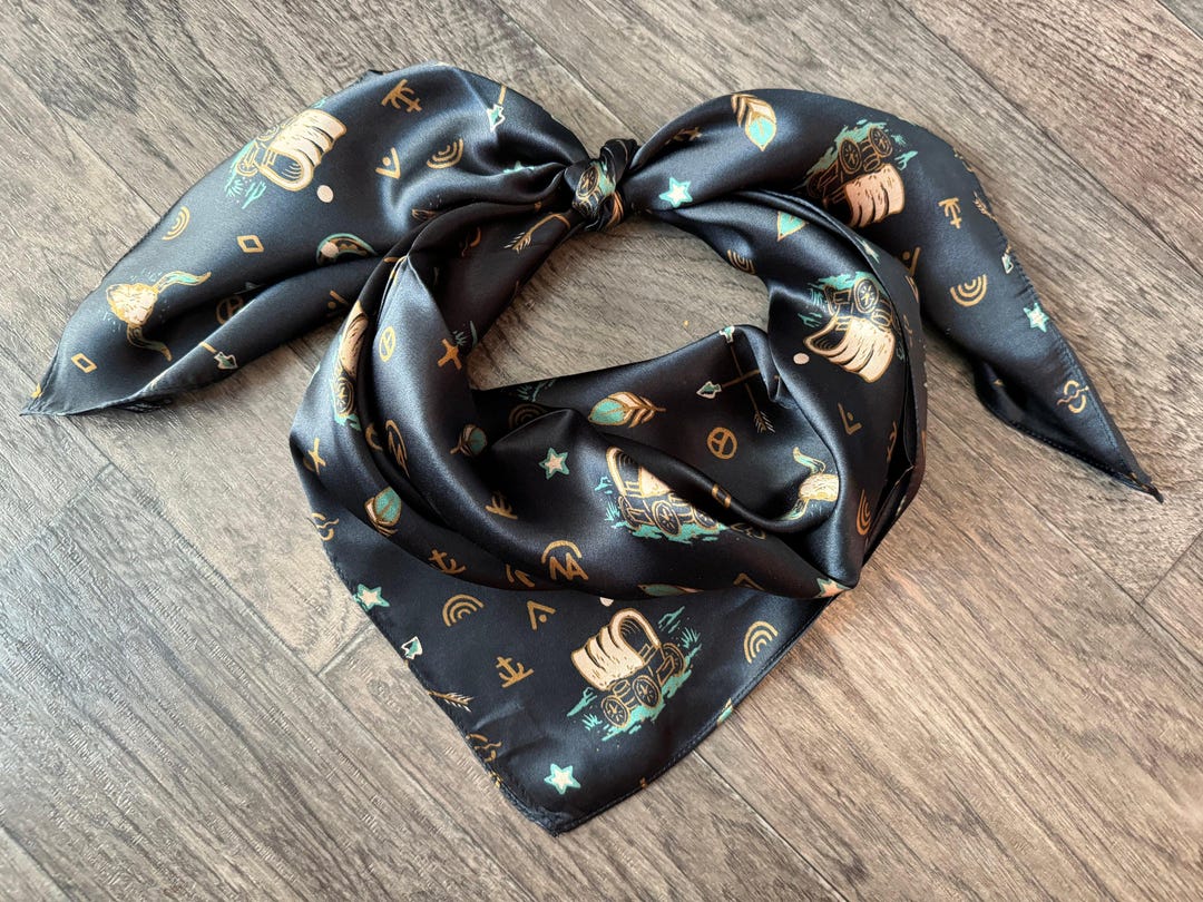 100% Silk Wild Rag “going West” by Double B Wild Rags Chuckwagons ...