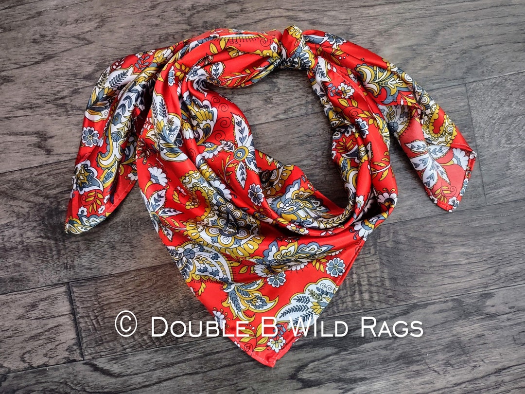 WILD RAG PAISLEY 120 Vintage Red and Gold Western Cowboy Neck Scarf ...