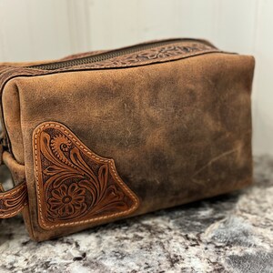 Mens Shave Kit Toiletry Womens Makeup Cosmetic Bag Genuine Hide and ...