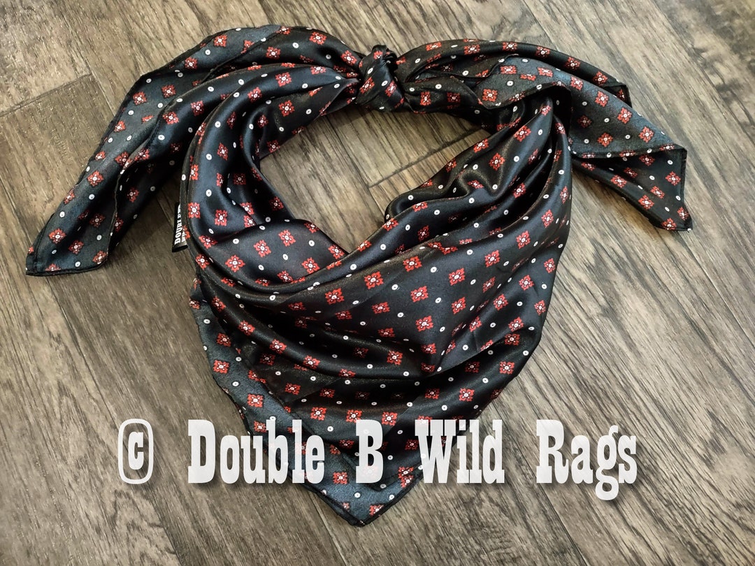 WILD RAG MISC 438 Black With Red Motif Cowboy Western Neck Scarf ...