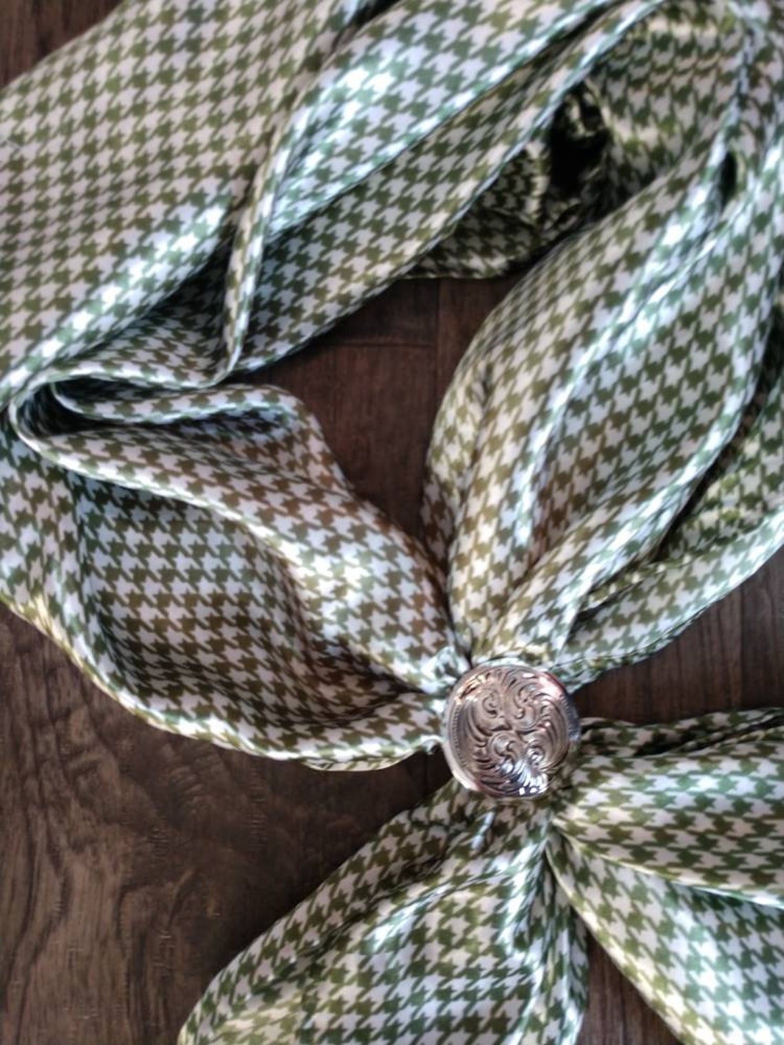 Wild Rag Dark Sage Green and White Gingham Houndstooth Cowboy Western ...