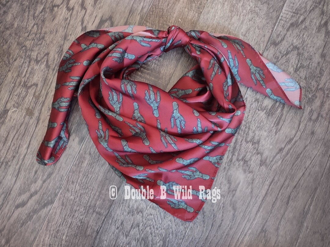 Wild Rag CHRISTMAS HOLIDAY Dark Red Cactus and Lights Cowboy Western ...