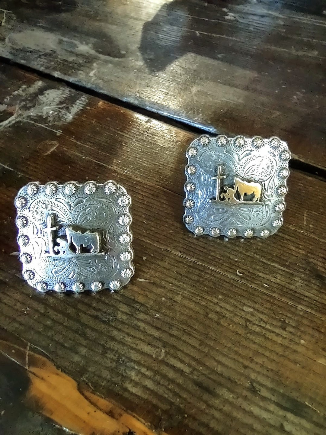 Wild Rag SLIDE 531 Square Praying Cowboy Berry Concho Slide Concho ...