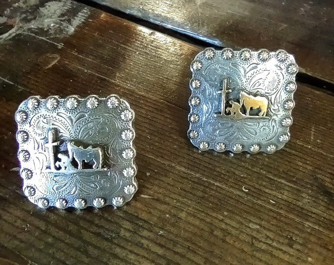 Wild Rag SLIDE 531 Square Praying Cowboy Berry Concho Slide Concho ...