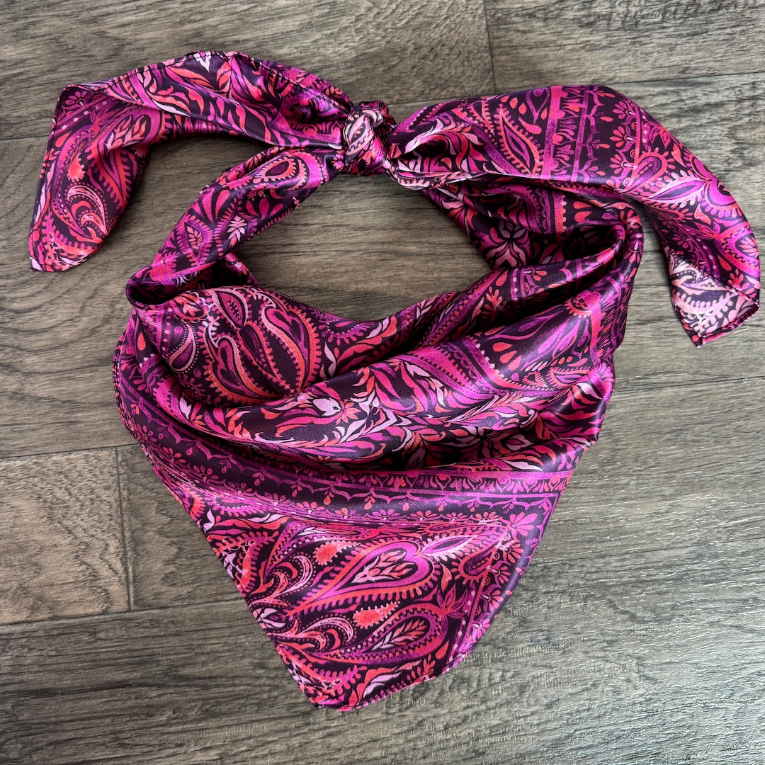 100% Silk Wild Rag Dark Pink Quilted Paisley by Double B Wild Rags - Etsy